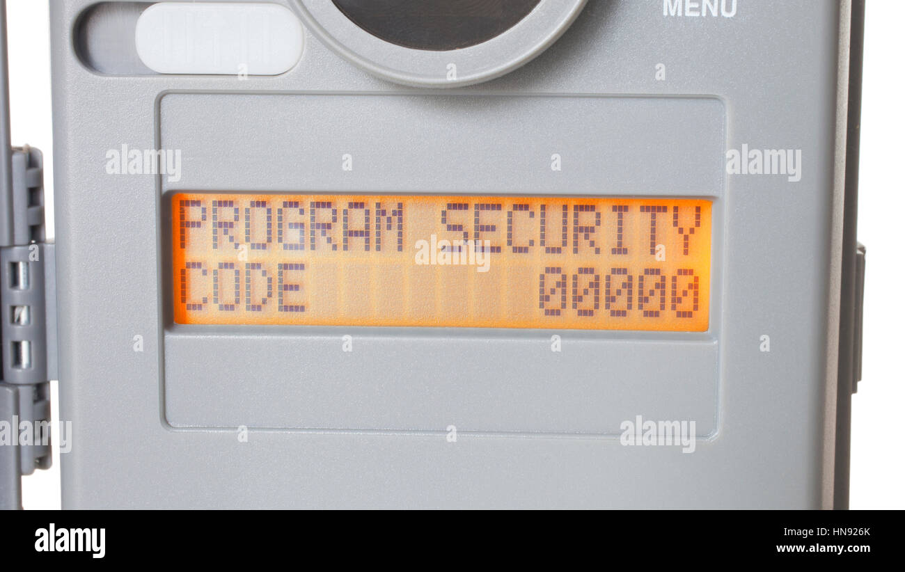 Security camera menu item that allows setting of a security code Stock ...