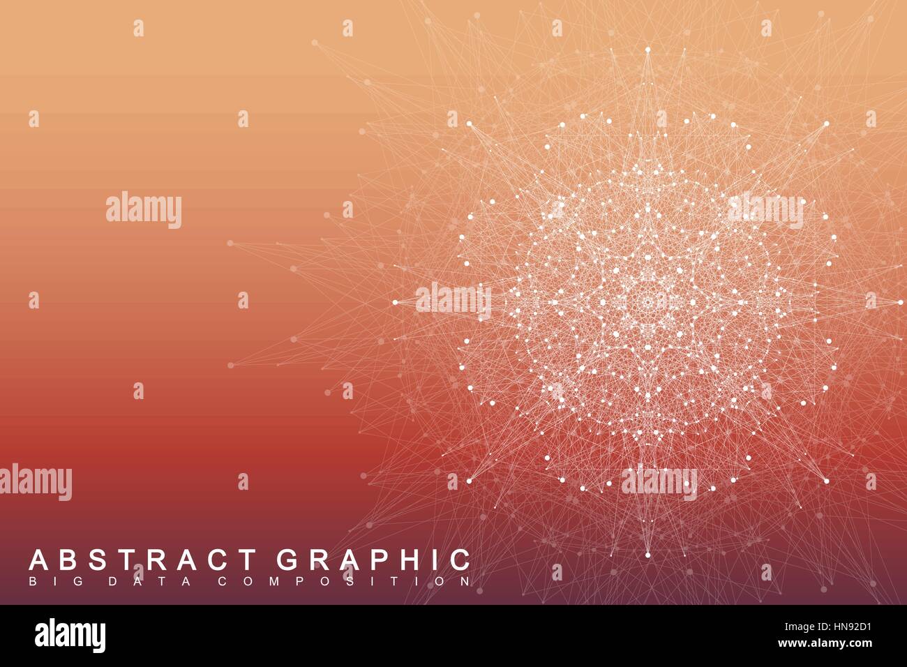 Fractal element with connected lines and dots. Big data complex ...