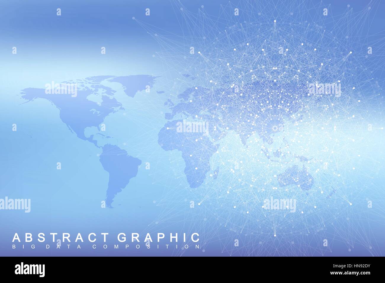 Geometric graphic background communication with World Map. Big data ...