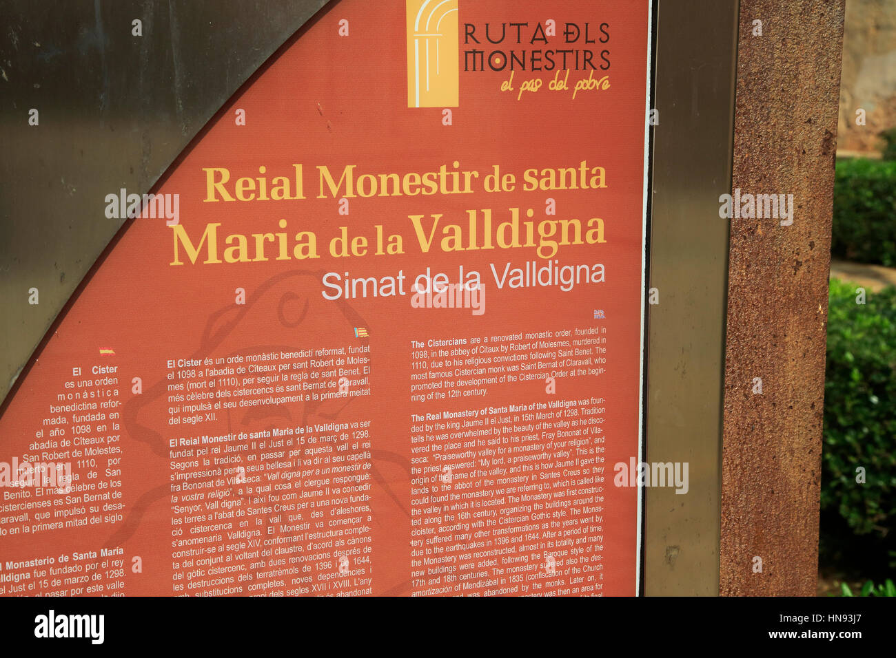 Information sign panel Cistercian Monastery of Saint Mary of Valldigna ...