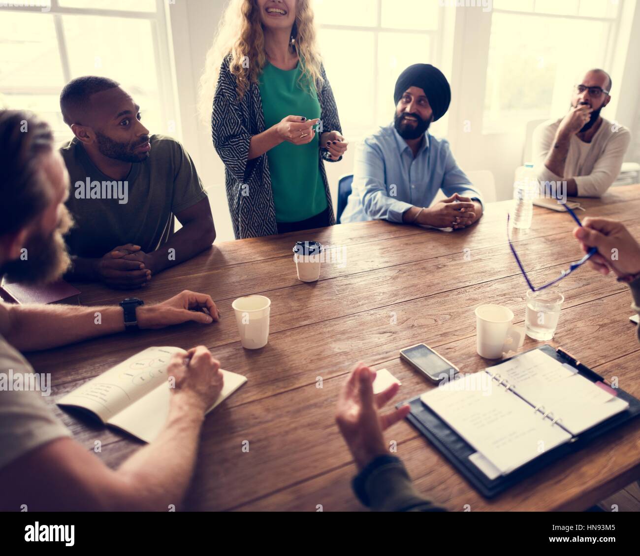 Meeting Table Networking Sharing Concept Stock Photo - Alamy