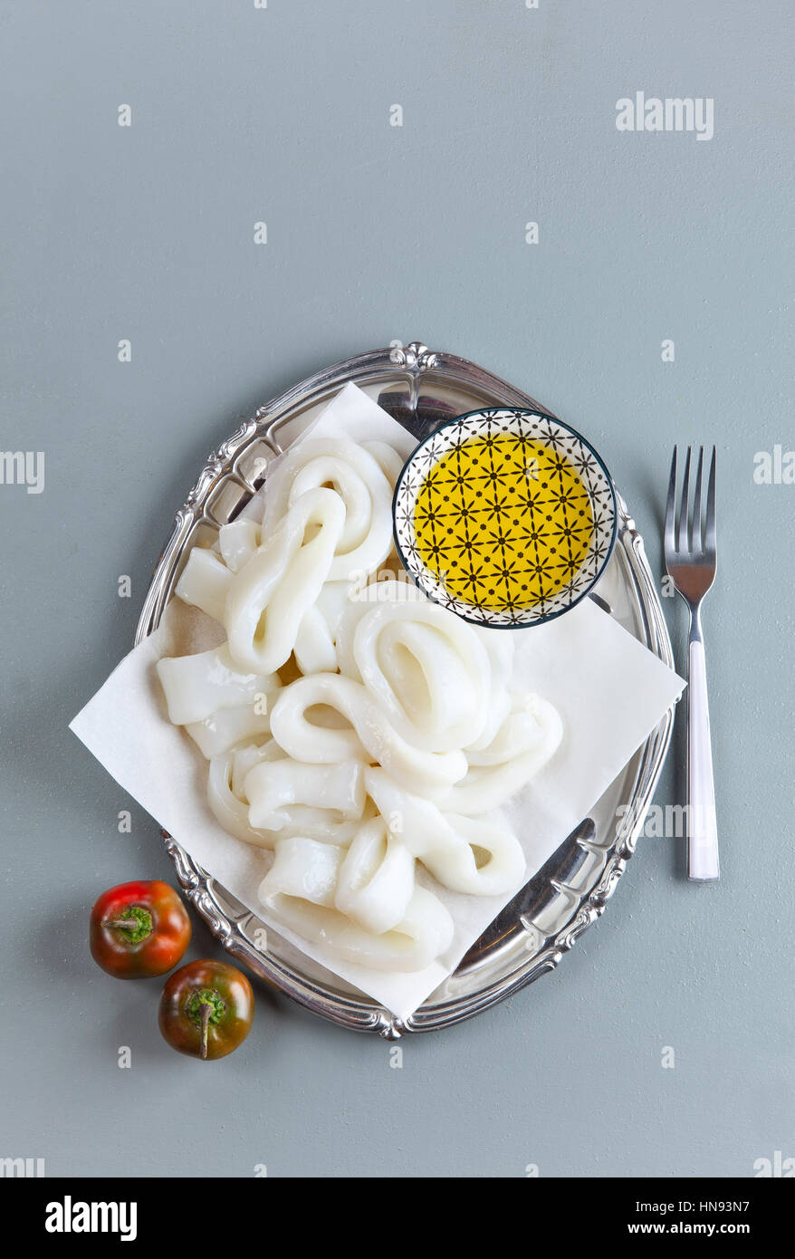 raw squid rings Stock Photo - Alamy