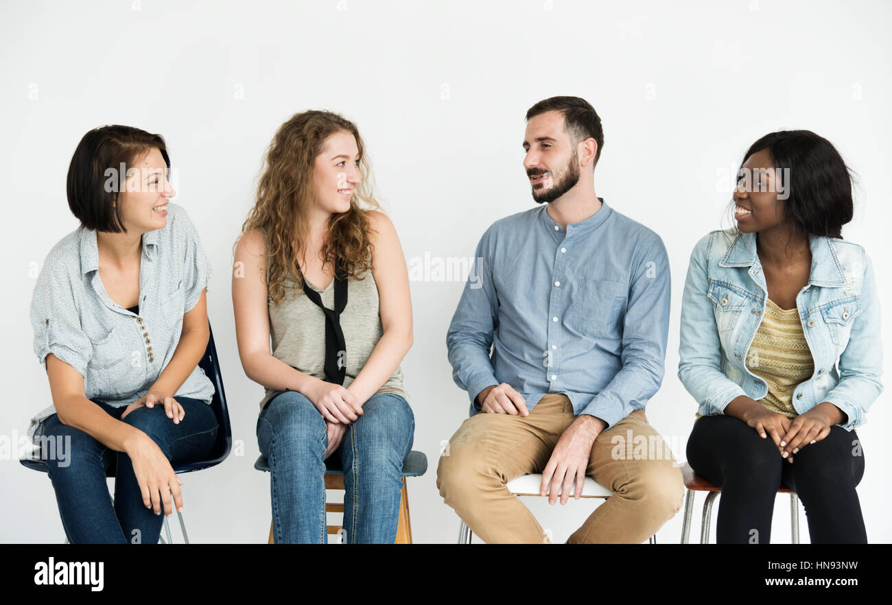 Diverse group of people connection studio shoot Stock Photo - Alamy