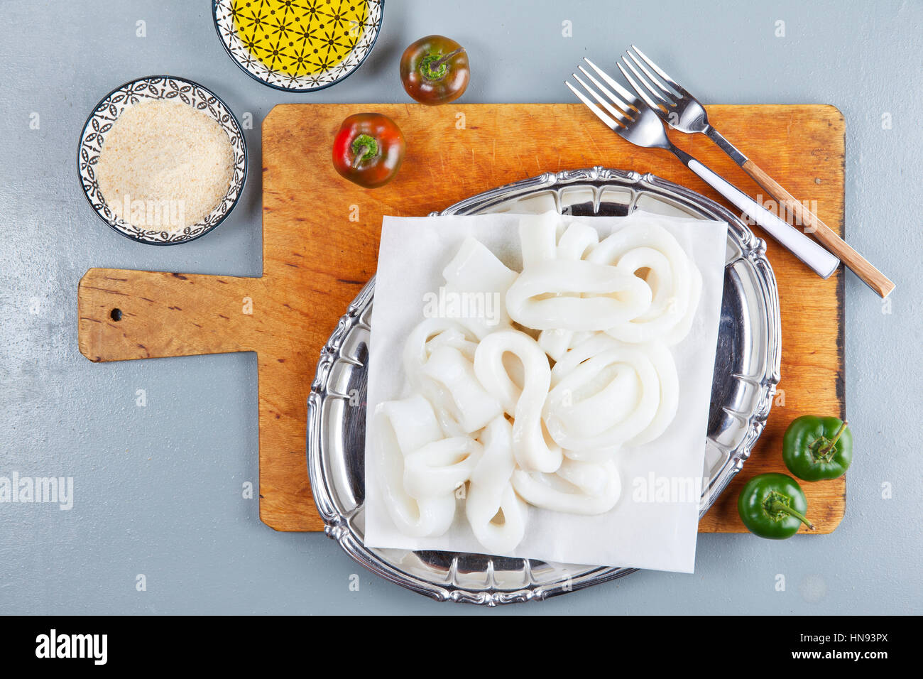 raw squid rings Stock Photo - Alamy