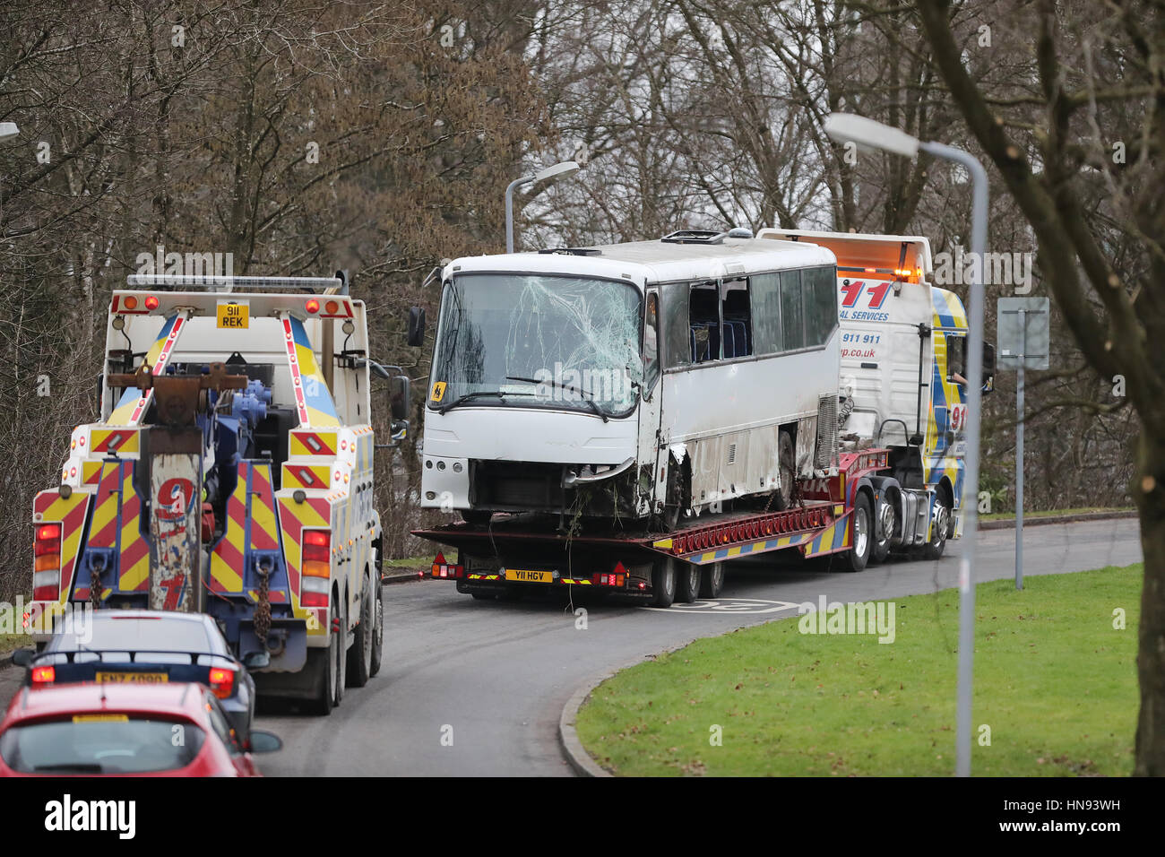 A school bus which overturned near Our Lady's High School in ...