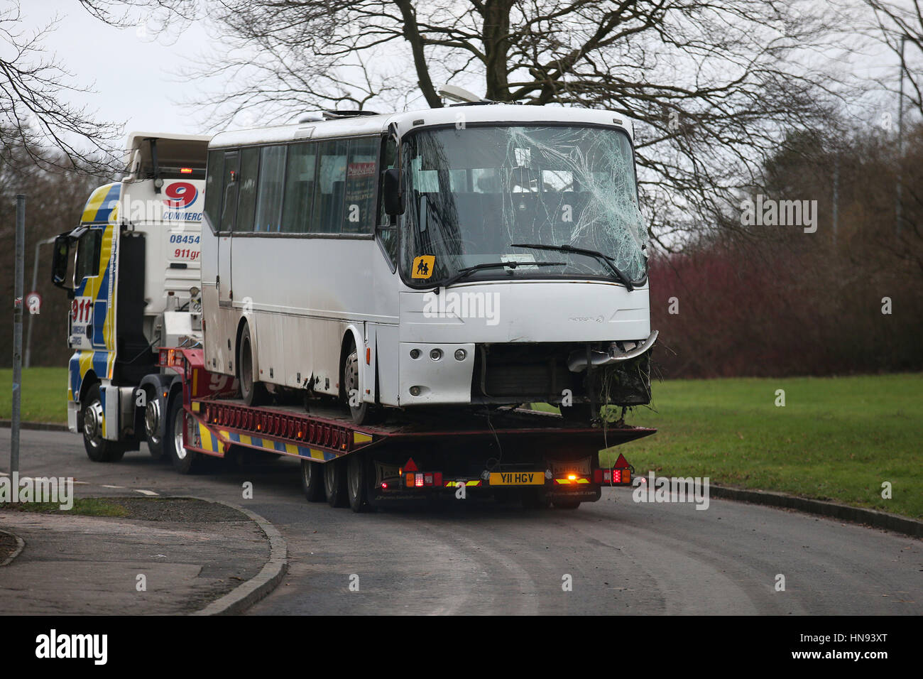 A school bus which overturned near Our Lady's High School in ...