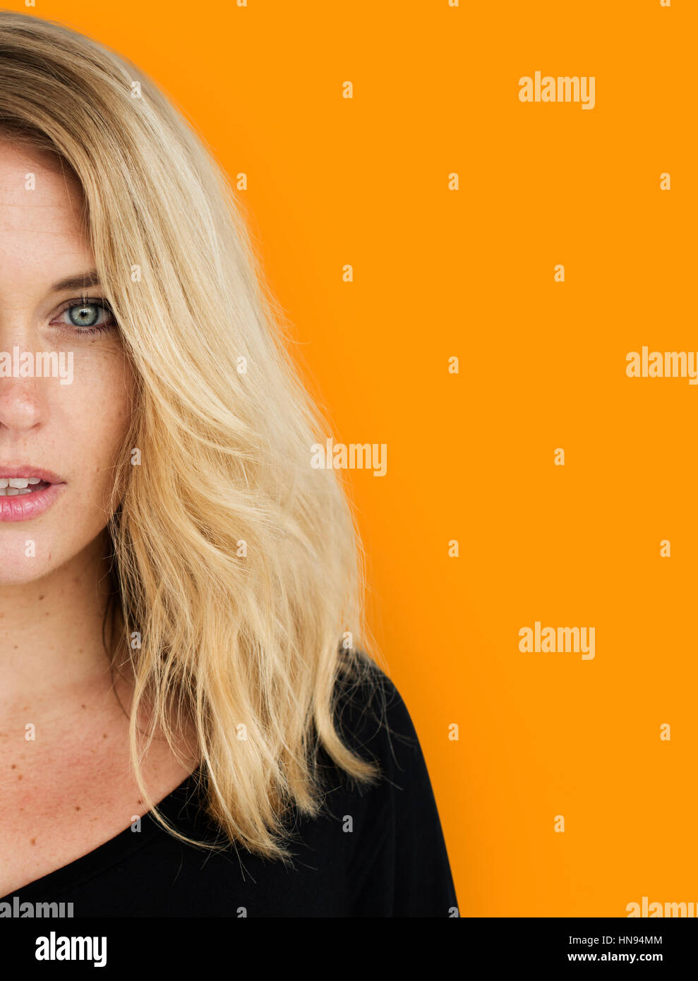 Blonde Lady Half Face Concept Stock Photo - Alamy