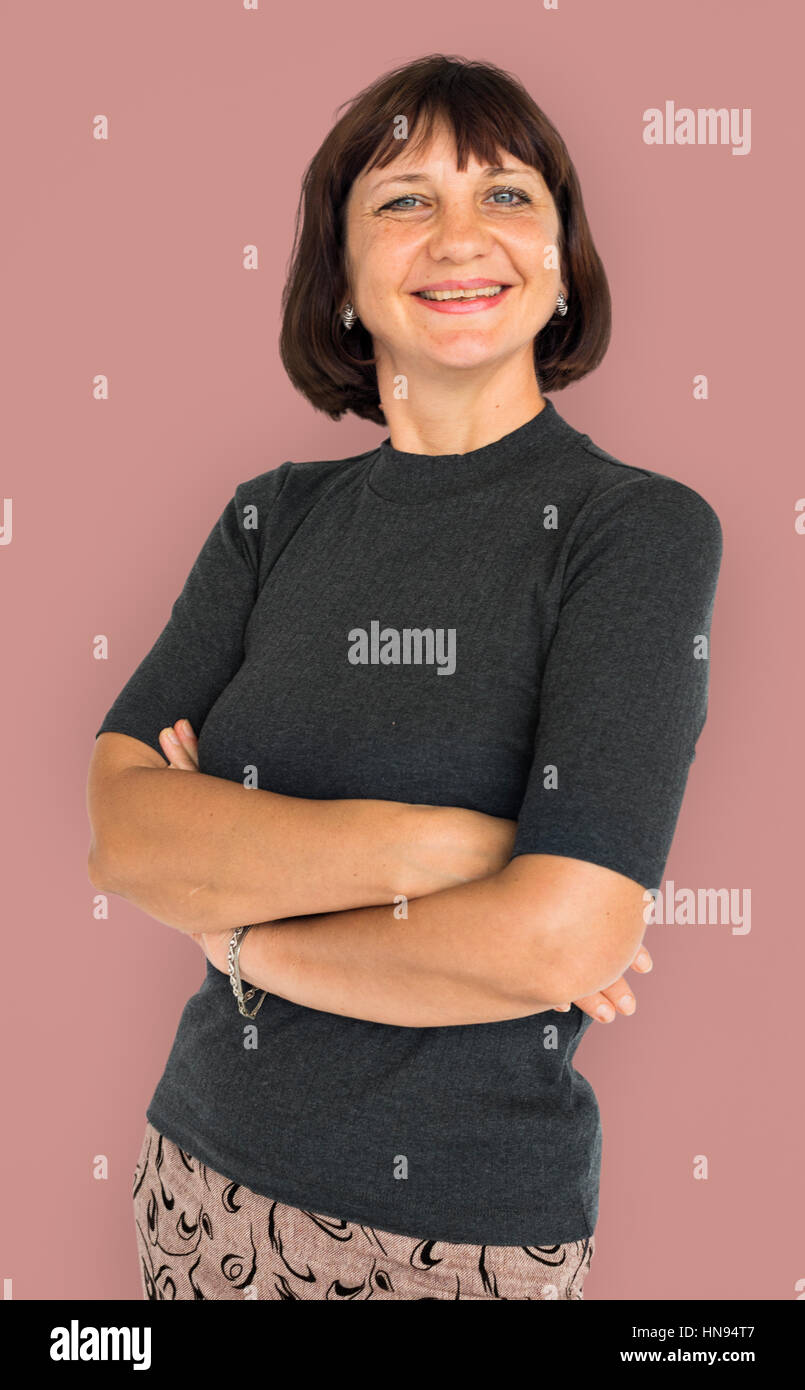 Woman Smiling Happiness Portrait Concept Stock Photo - Alamy