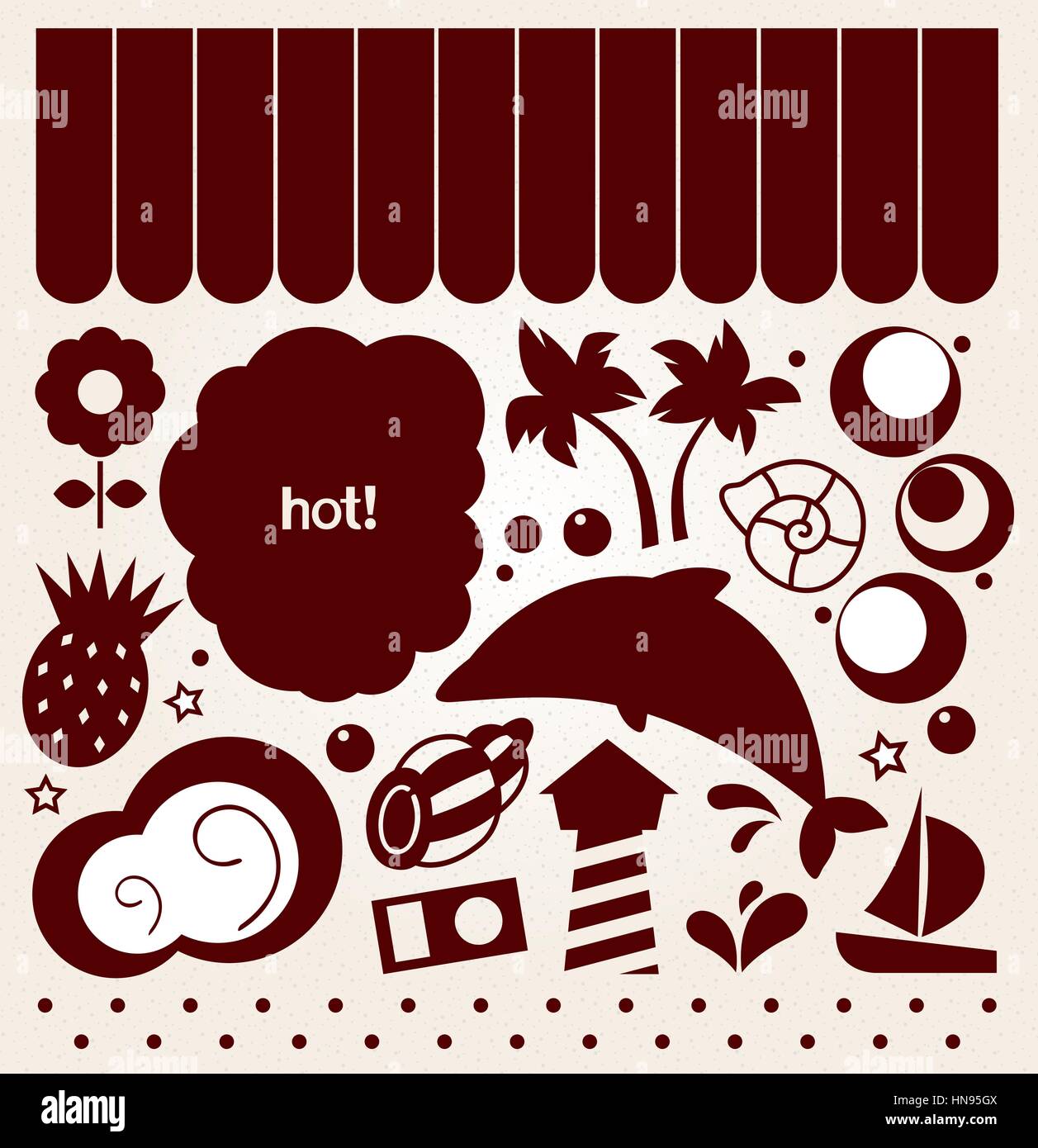 21732933 - vintage summer design elements in nostalgia style. vector ...