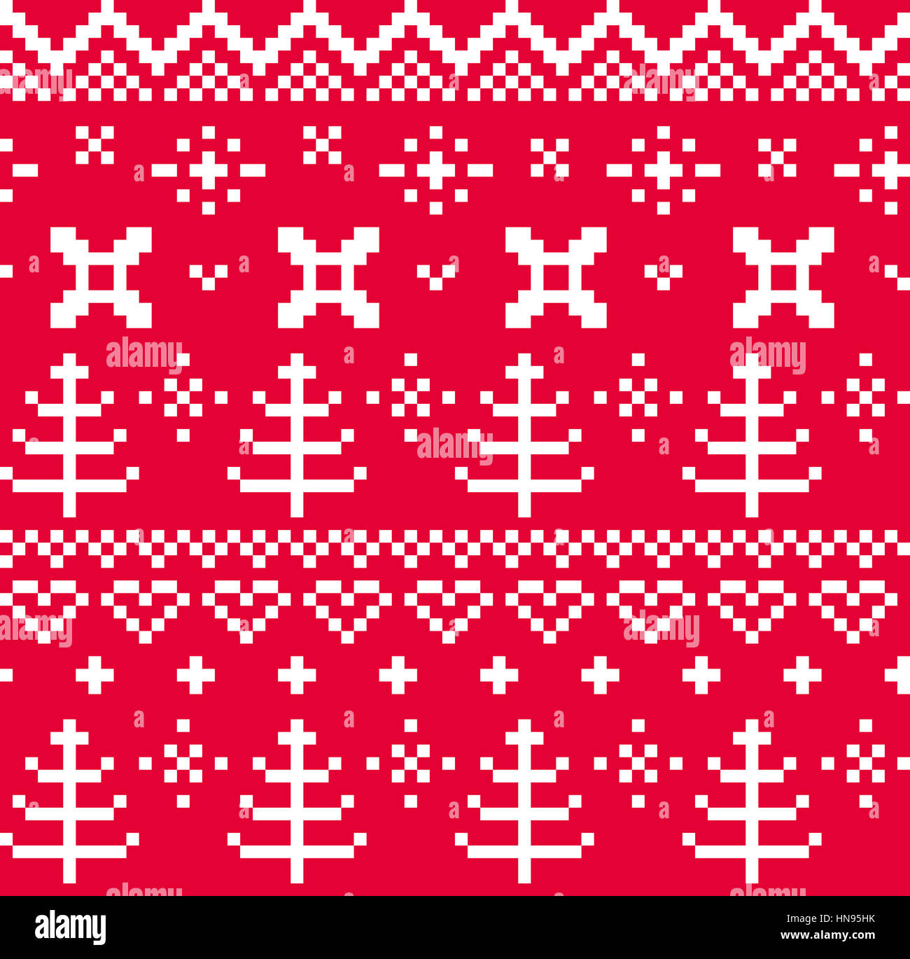Traditional christmas knitted ornamental pattern with trees Stock Photo ...