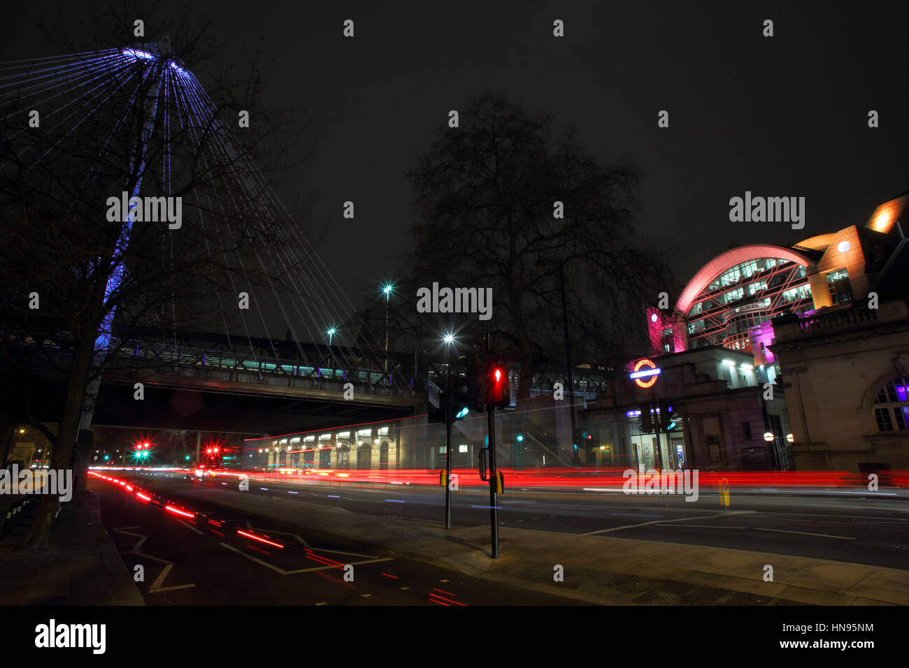 The Jubilee Bridge and Charing Cross station, at Victoria Embankment ...