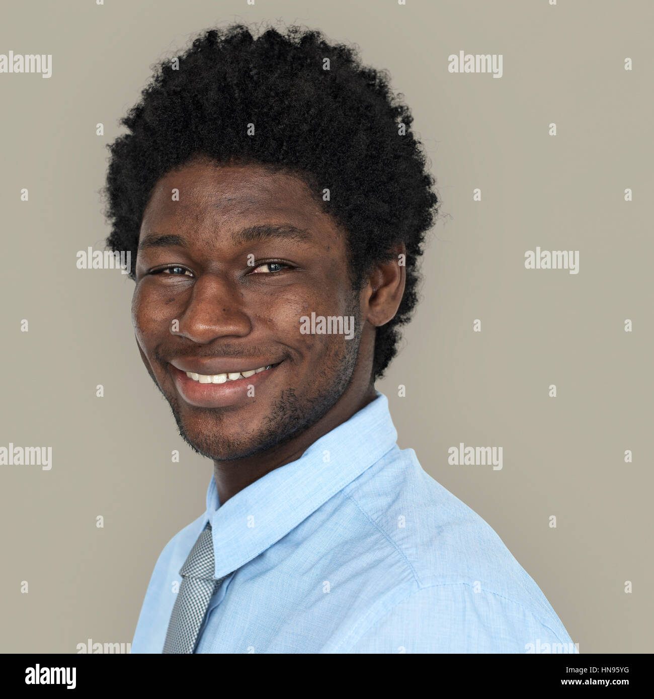 African Descent Man Smiling Side Concept Stock Photo - Alamy