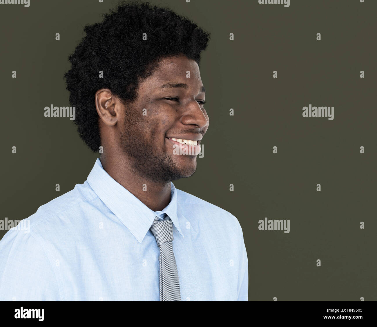 African Descent Man Smiling Side Concept Stock Photo - Alamy