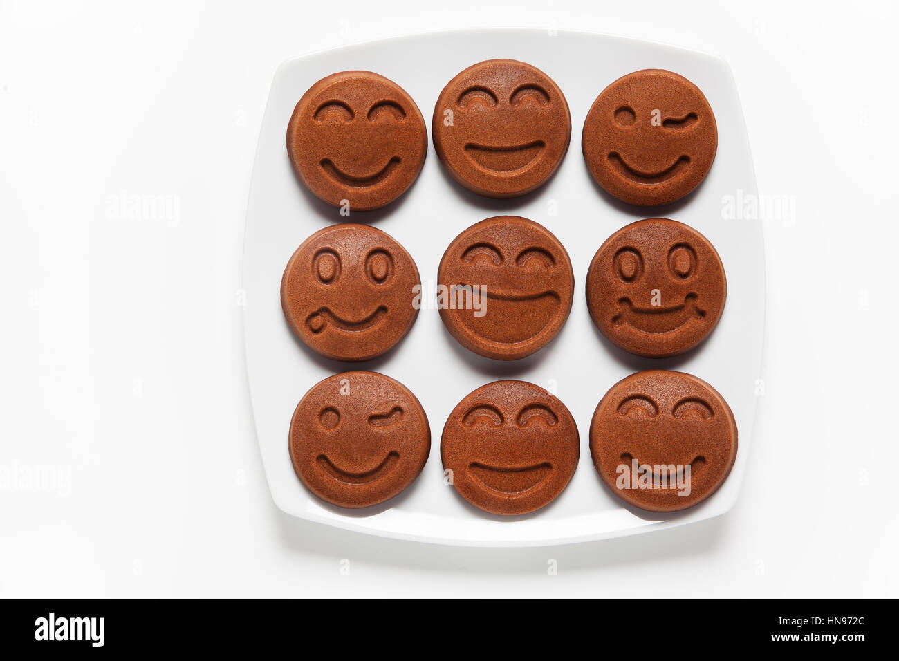 food smile plate . Smiling chocolate Pancakes. Concept of Funny ...