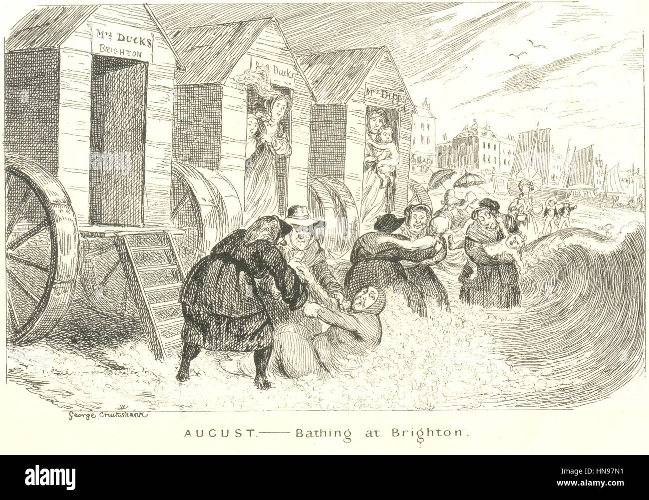 August from Cruikshank's Comic Almanack Stock Photo - Alamy