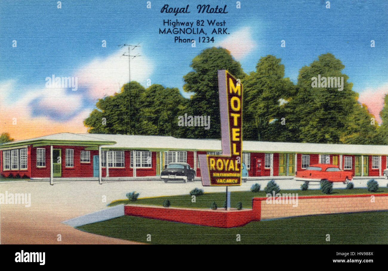 AMERICAN MOTEL PROMOTIONAL CARD printed on linen about 1960 Stock Photo ...