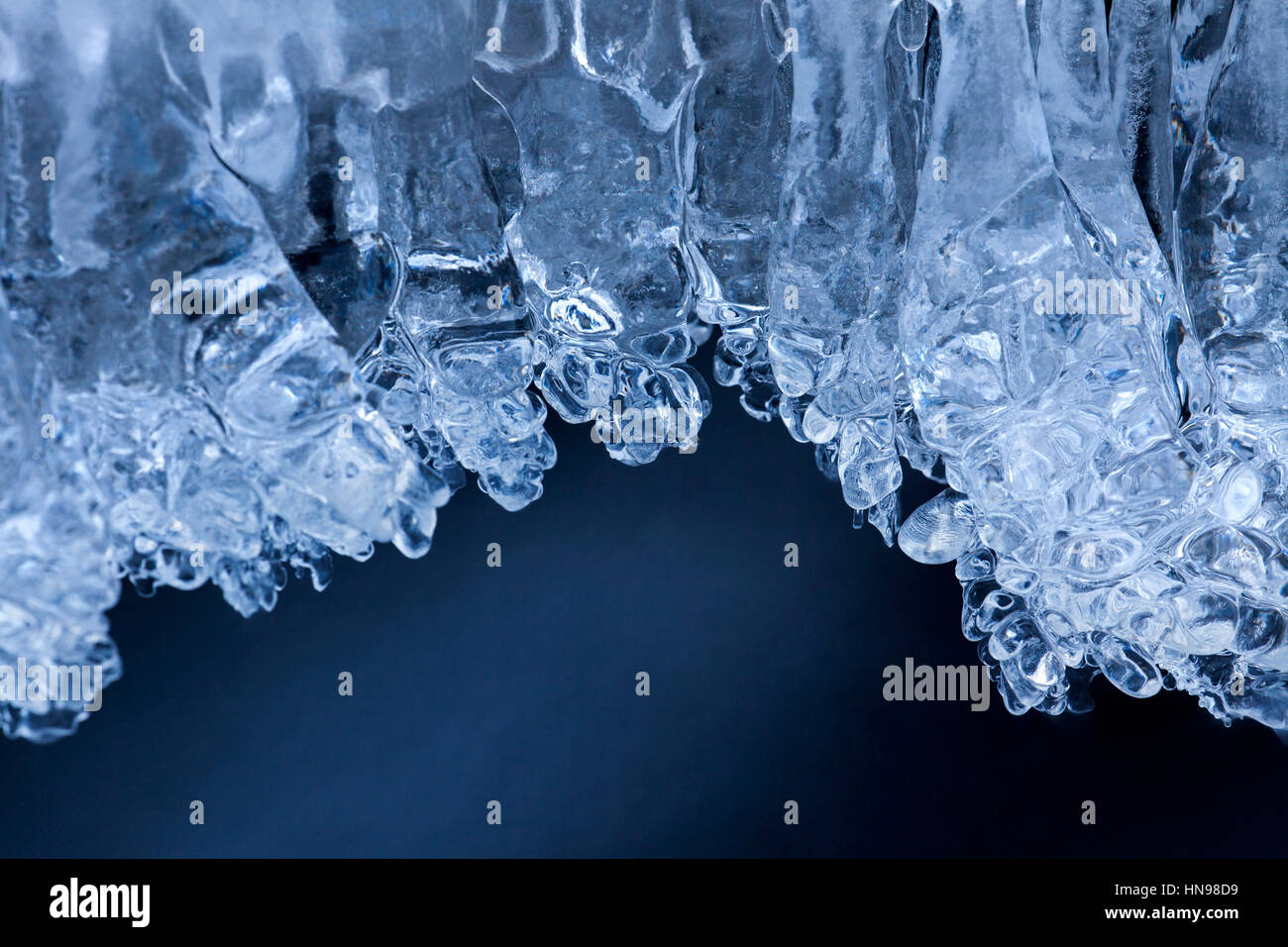 Ice formations and icicles formed by frost and freezing cold ...