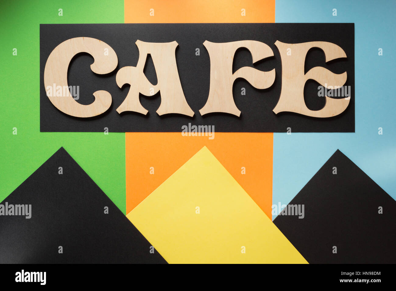 cafe letters at colorful paper background Stock Photo - Alamy