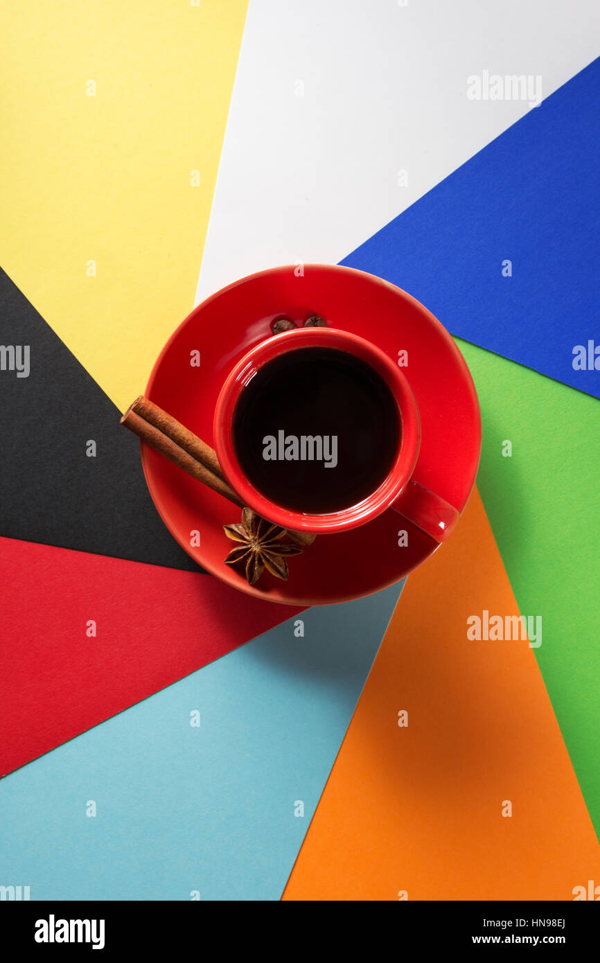 cup of coffee at colorful background Stock Photo - Alamy
