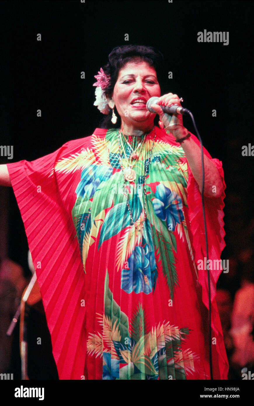 Cuban singer Celina González (1928-2015) on stage in Brighton, UK in ...