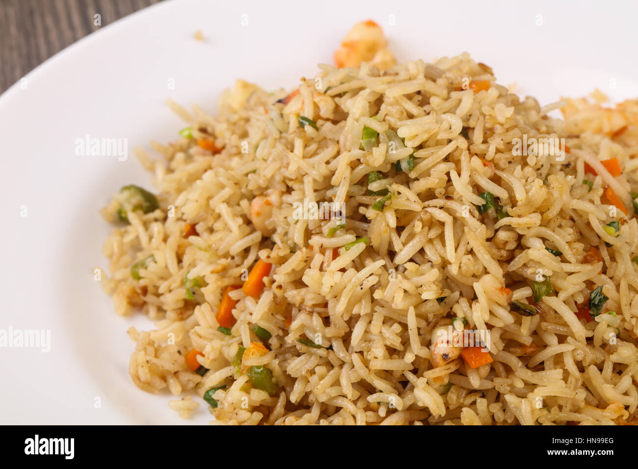 Indian traditional cuisine - Fried rice with prawn Stock Photo - Alamy