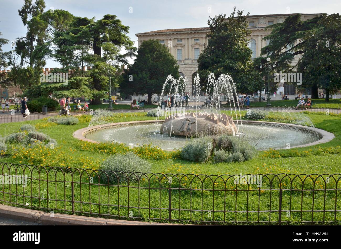 Fountain in gardens of Verona, Italy Stock Photo - Alamy