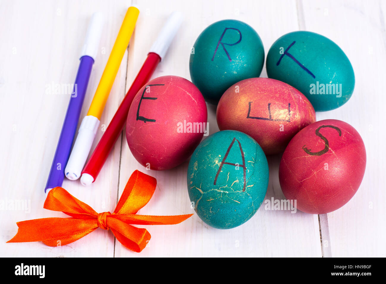 Easter eggs colored markers Stock Photo - Alamy