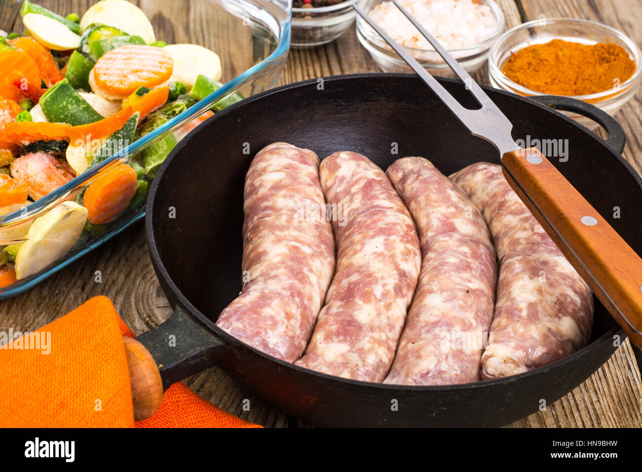 Raw homemade sausage spices hi-res stock photography and images - Alamy