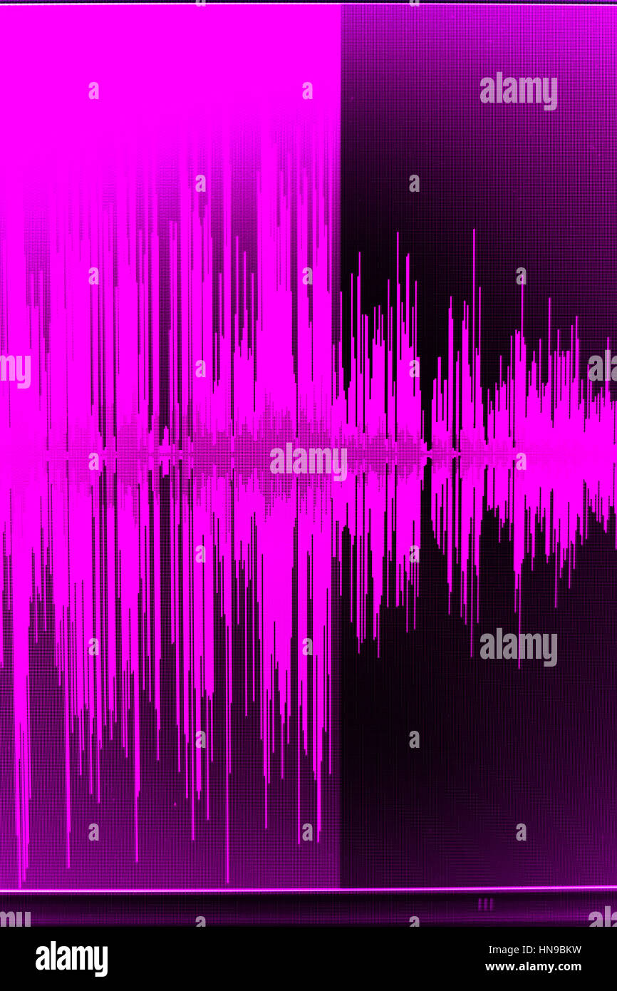 Sound recording studio audio wave on computer screen in professional ...