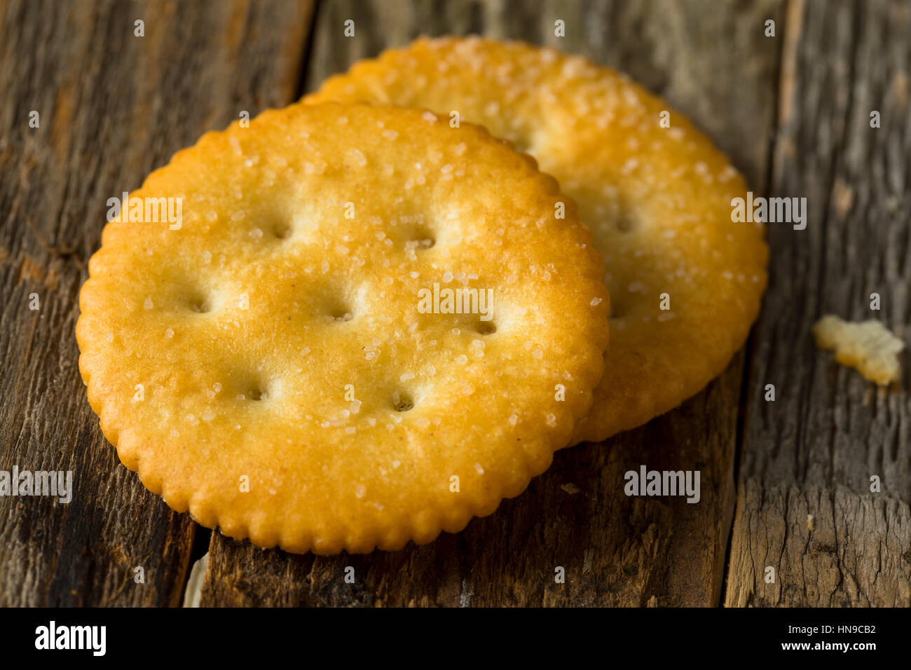 Round Salty Yellow Crackers Ready to Eat Stock Photo - Alamy