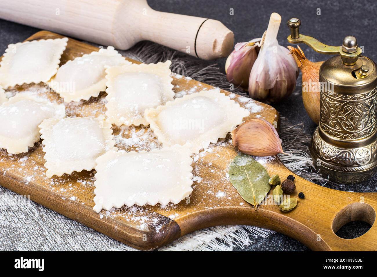 Dumplings square shape Stock Photo - Alamy