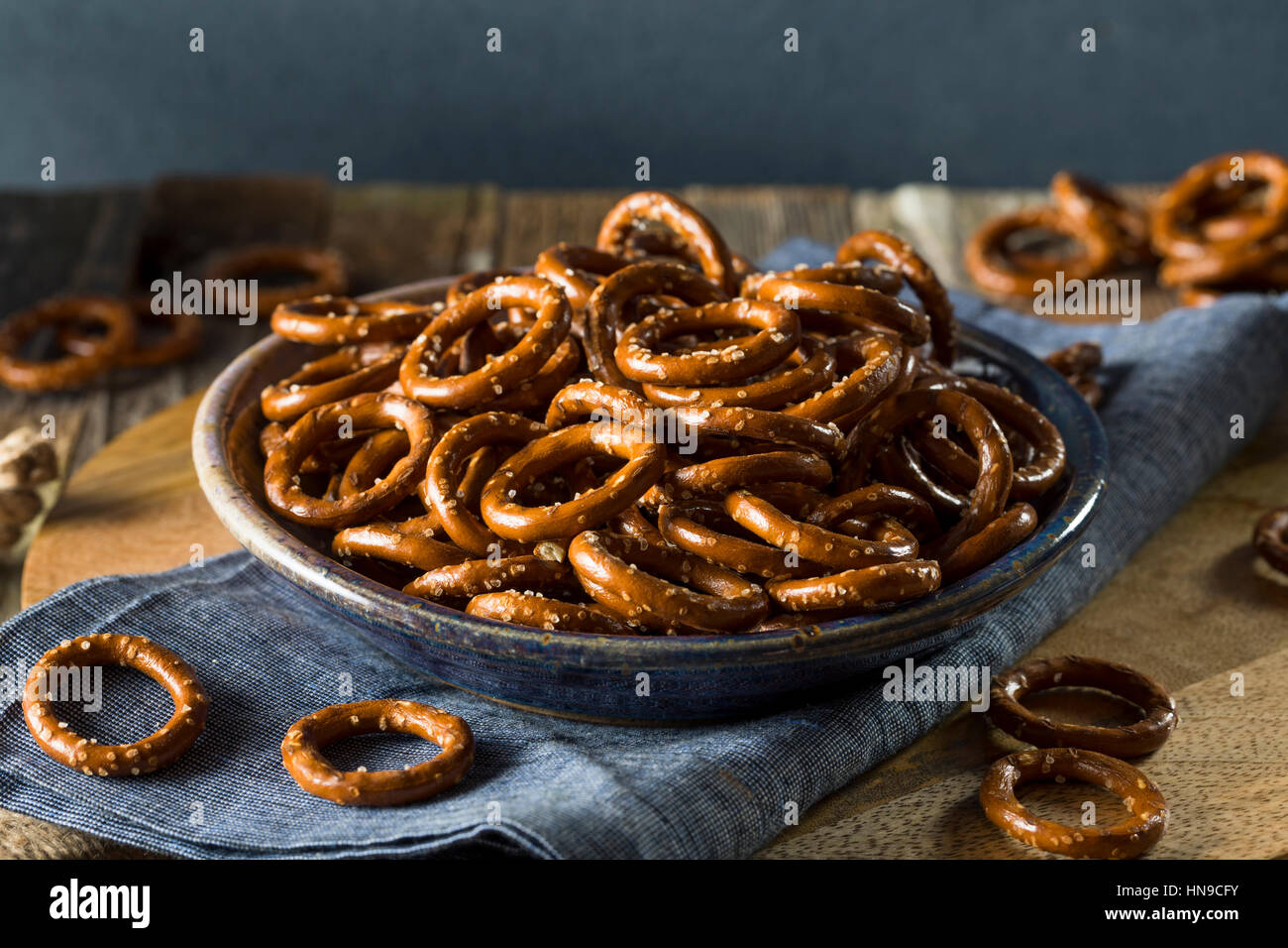 Salty Hard Round Pretzels Ready to Eat Stock Photo - Alamy