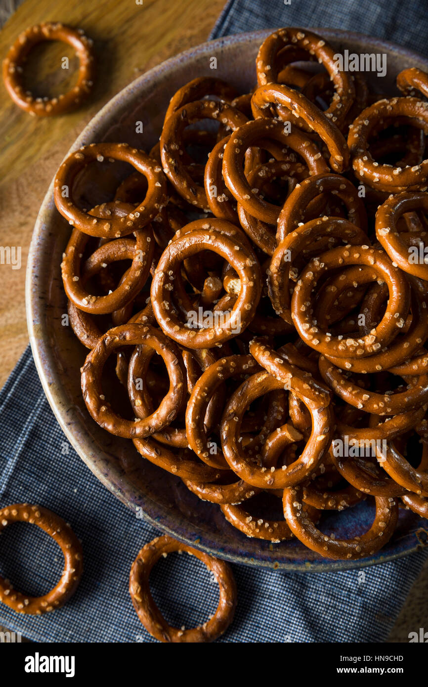 Salty Hard Round Pretzels Ready to Eat Stock Photo - Alamy