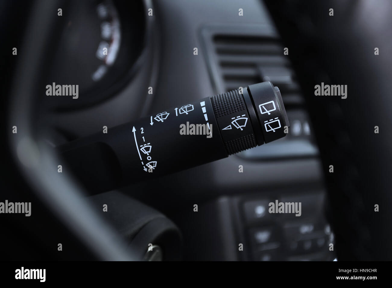 Car interior with wiper switch Stock Photo - Alamy