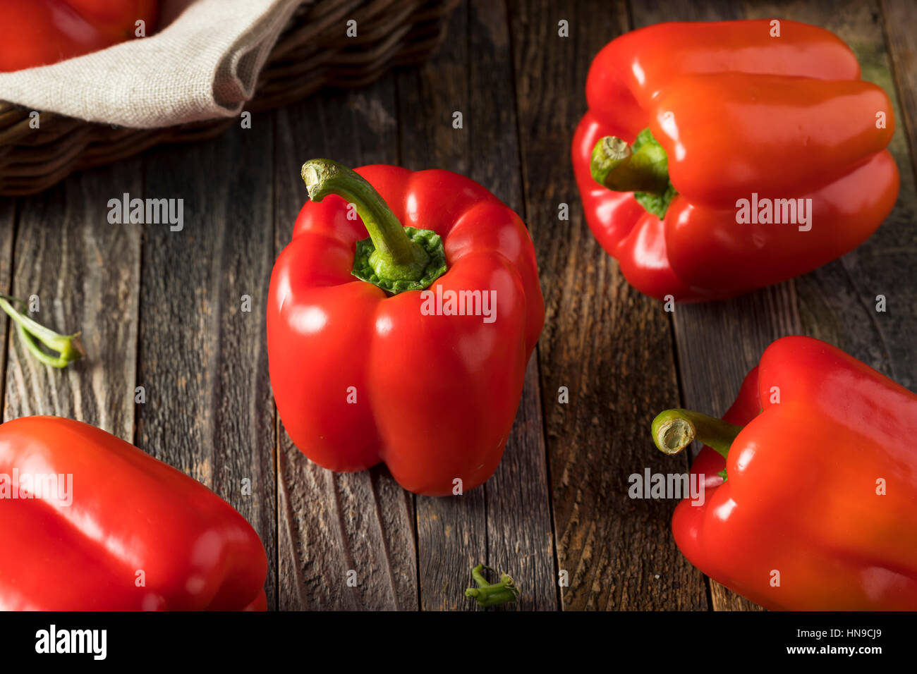 Raw Organic Red Bell Peppers Ready to Eat Stock Photo - Alamy