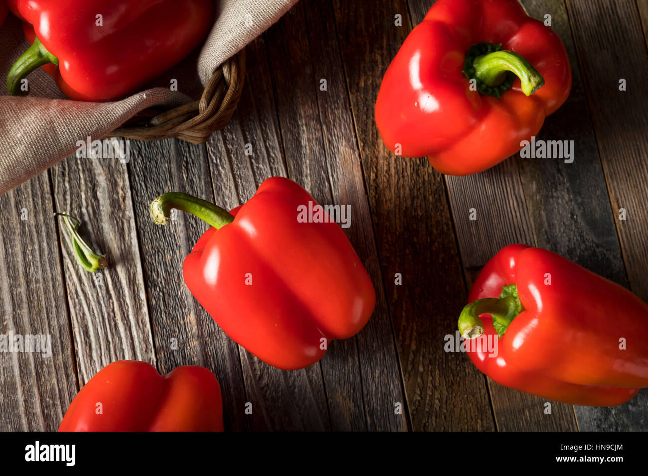 Raw Organic Red Bell Peppers Ready to Eat Stock Photo - Alamy