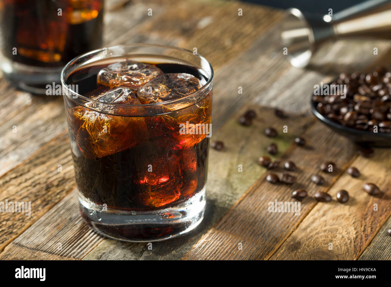 Alcoholic Boozy Black Russian Cocktail with Vodka and Coffee Liquor ...