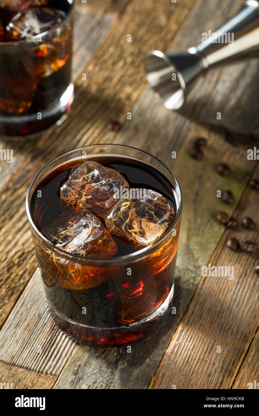 Alcoholic Boozy Black Russian Cocktail with Vodka and Coffee Liquor ...