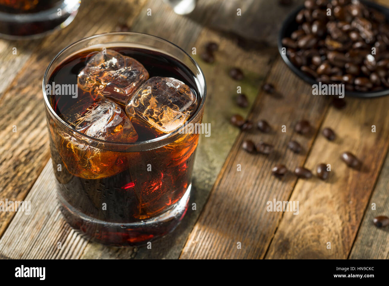Alcoholic Boozy Black Russian Cocktail with Vodka and Coffee Liquor ...