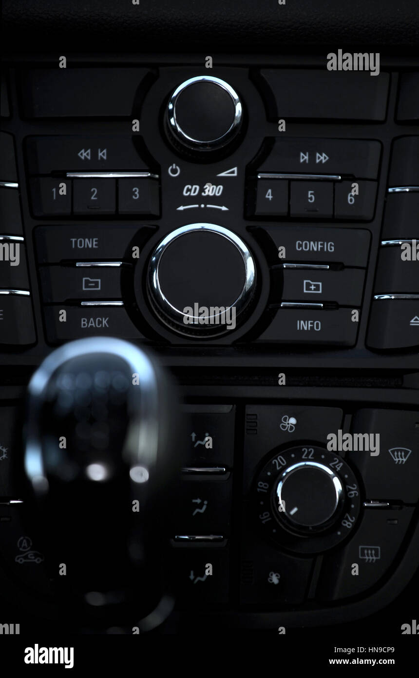 Details closeup of cockpit and dash, gearstick in modern car Stock ...
