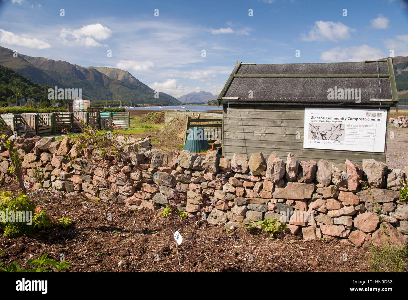 Glen coe community compost center beside loch Leven in sunny day Stock ...