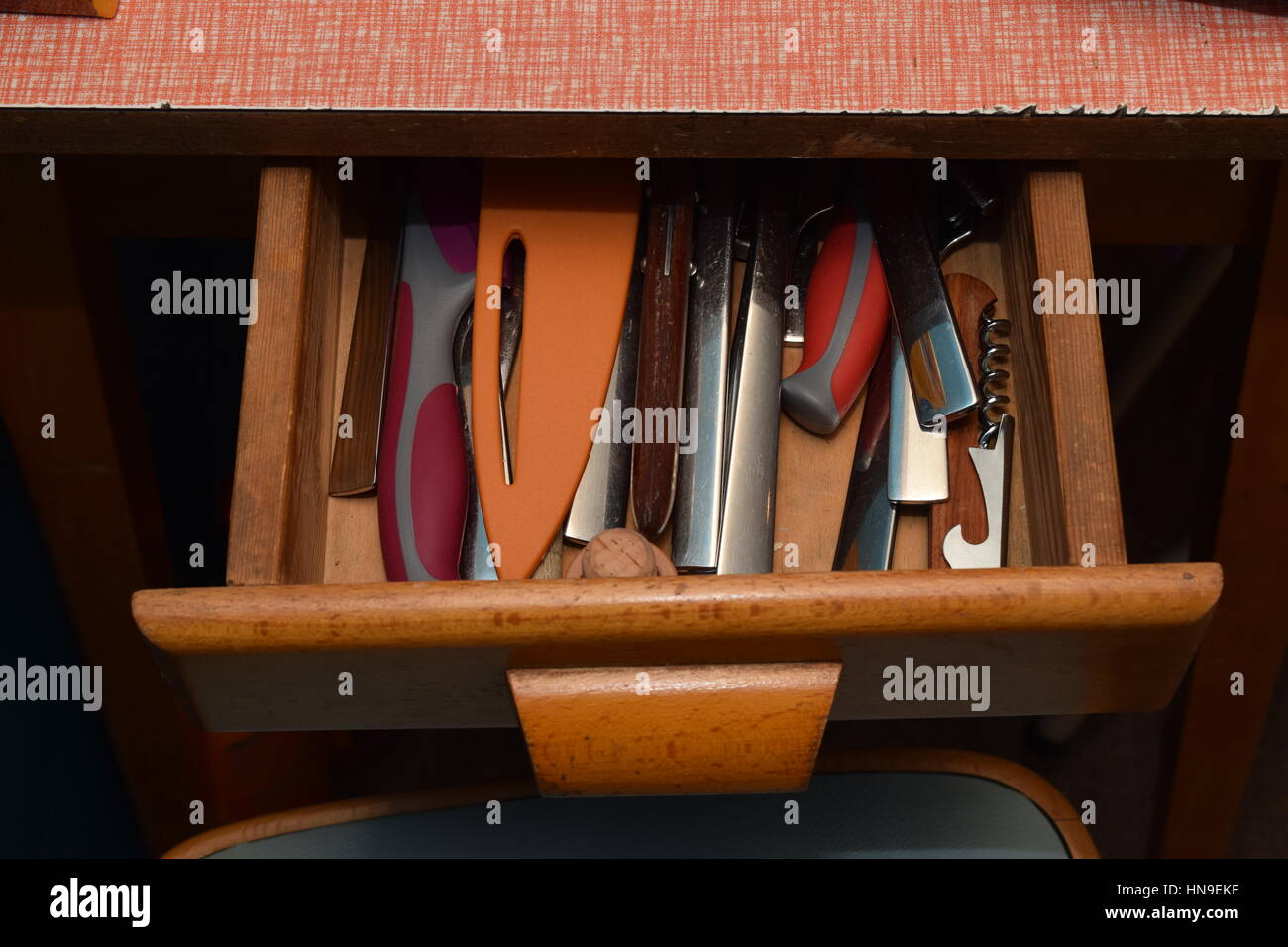 Sharp knives in a drawer Stock Photo - Alamy