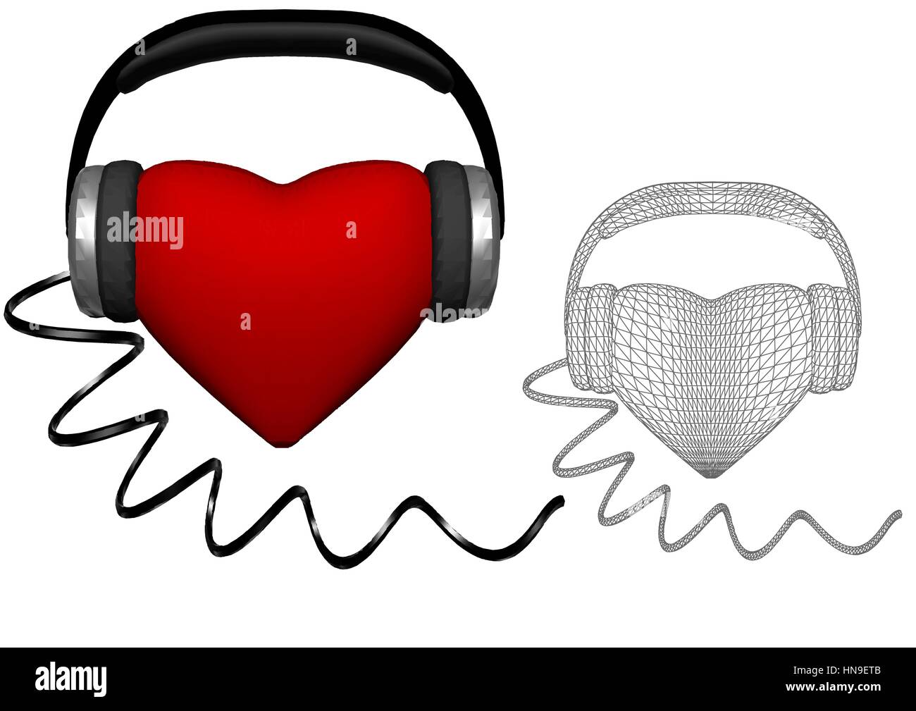 heart with headphones isolated on white background Stock Vector Image ...