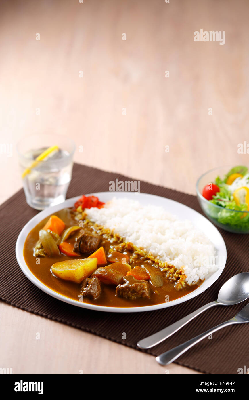 Japanese style curry and rice Stock Photo - Alamy