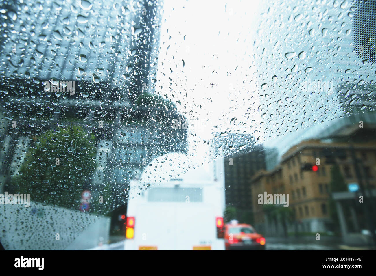 View from car window during a typhoon in Tokyo, Japan Stock Photo - Alamy