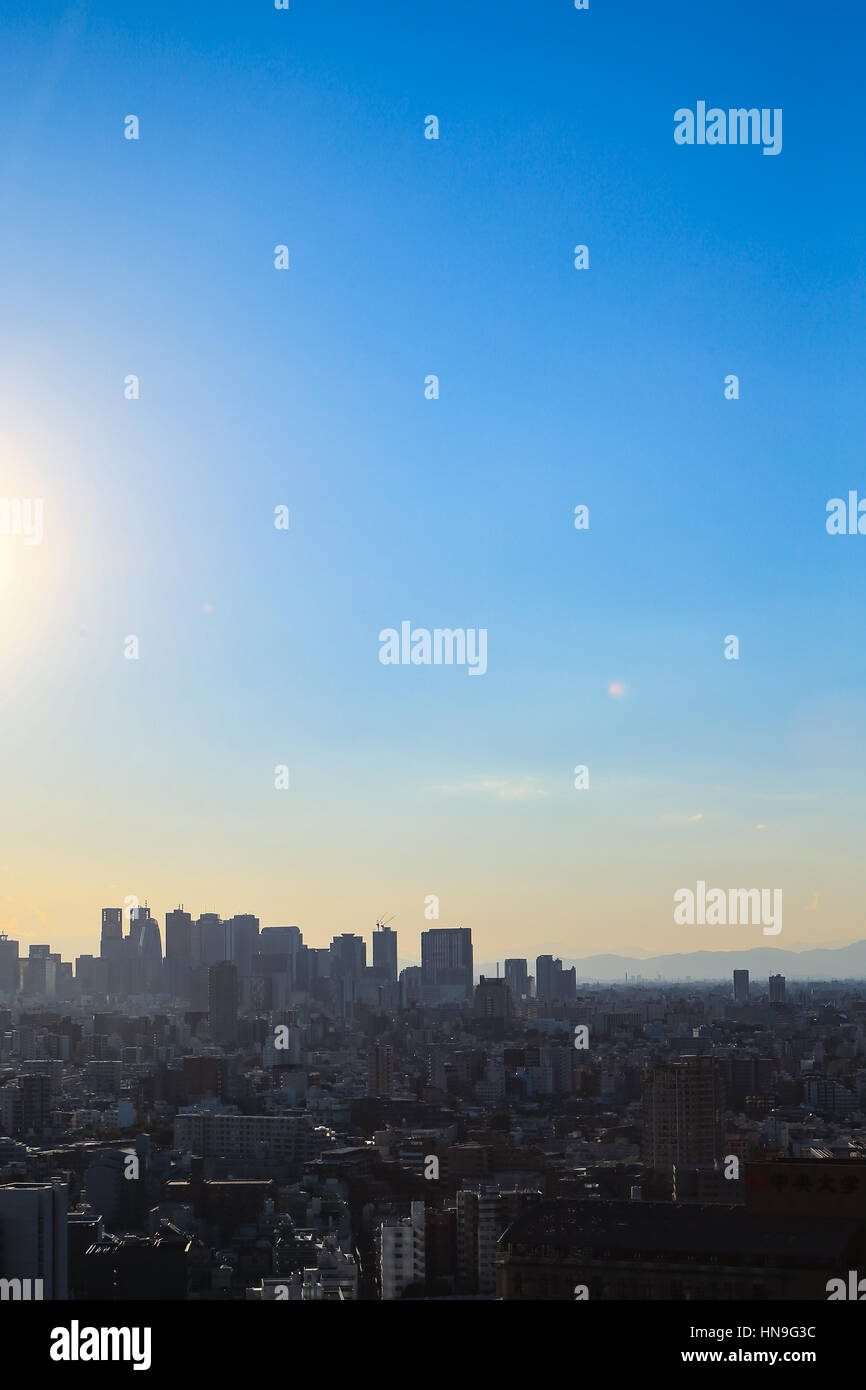 Tokyo cityscape and blue sky, Tokyo, Japan Stock Photo - Alamy