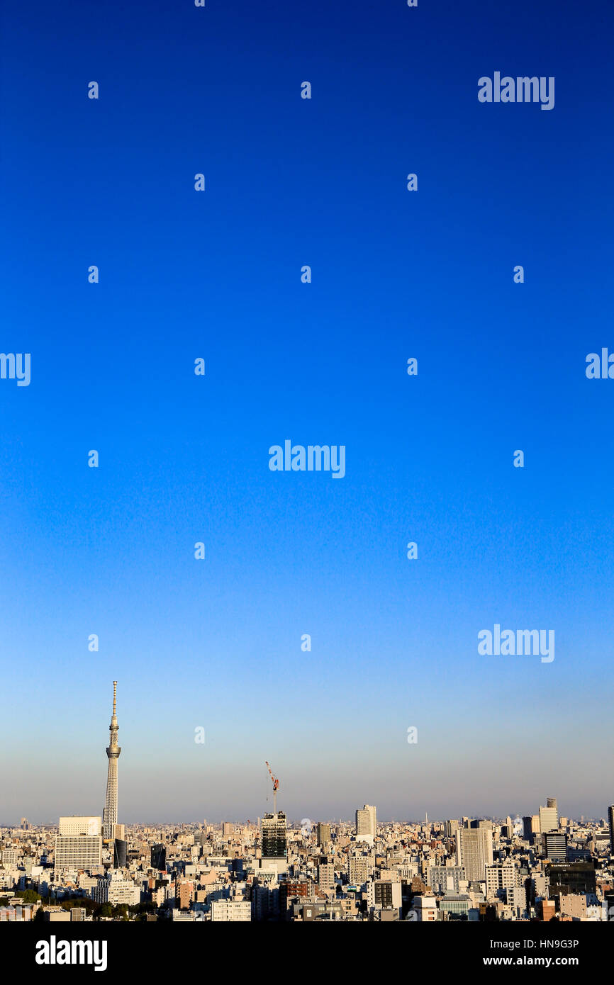 Tokyo cityscape and blue sky, Tokyo, Japan Stock Photo - Alamy