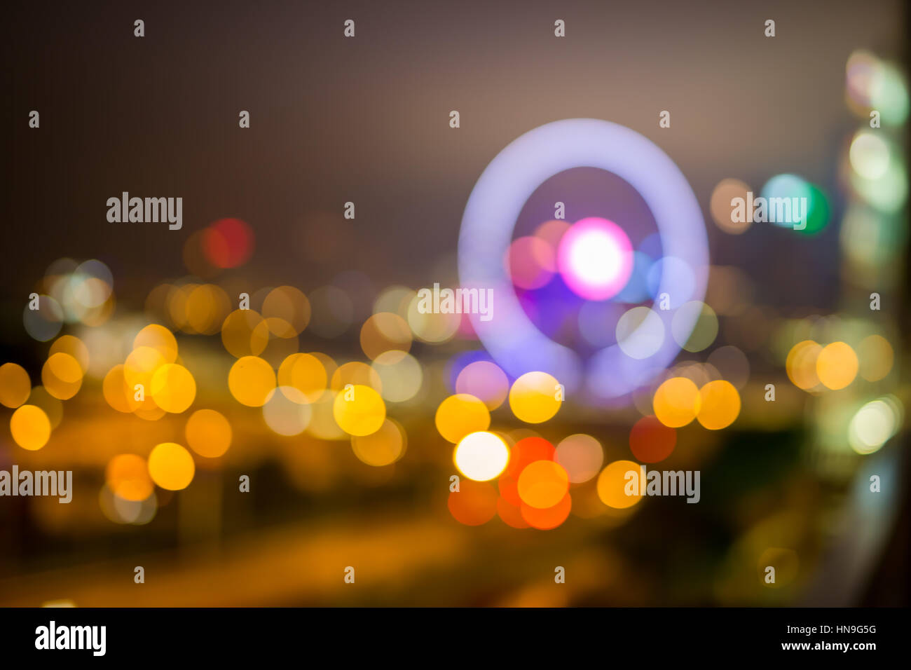Abstract background with bokeh light - Color Tone Changed Stock Photo ...