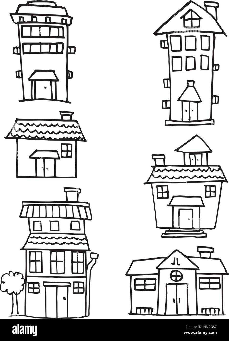 Doodle of house set style hand draw Stock Vector Image & Art - Alamy
