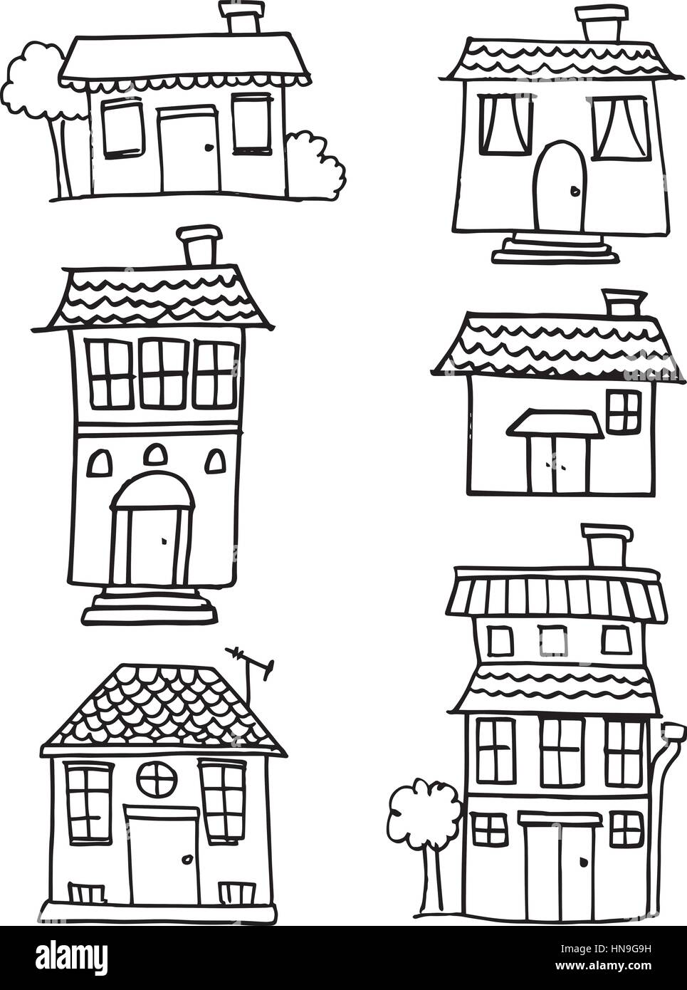 Set of house hand draw vector illustration Stock Vector Image & Art - Alamy